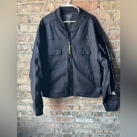 Hustle Gang | Jackets & Coats | Hustle Gang Black Bomber Varsity Jacket ...